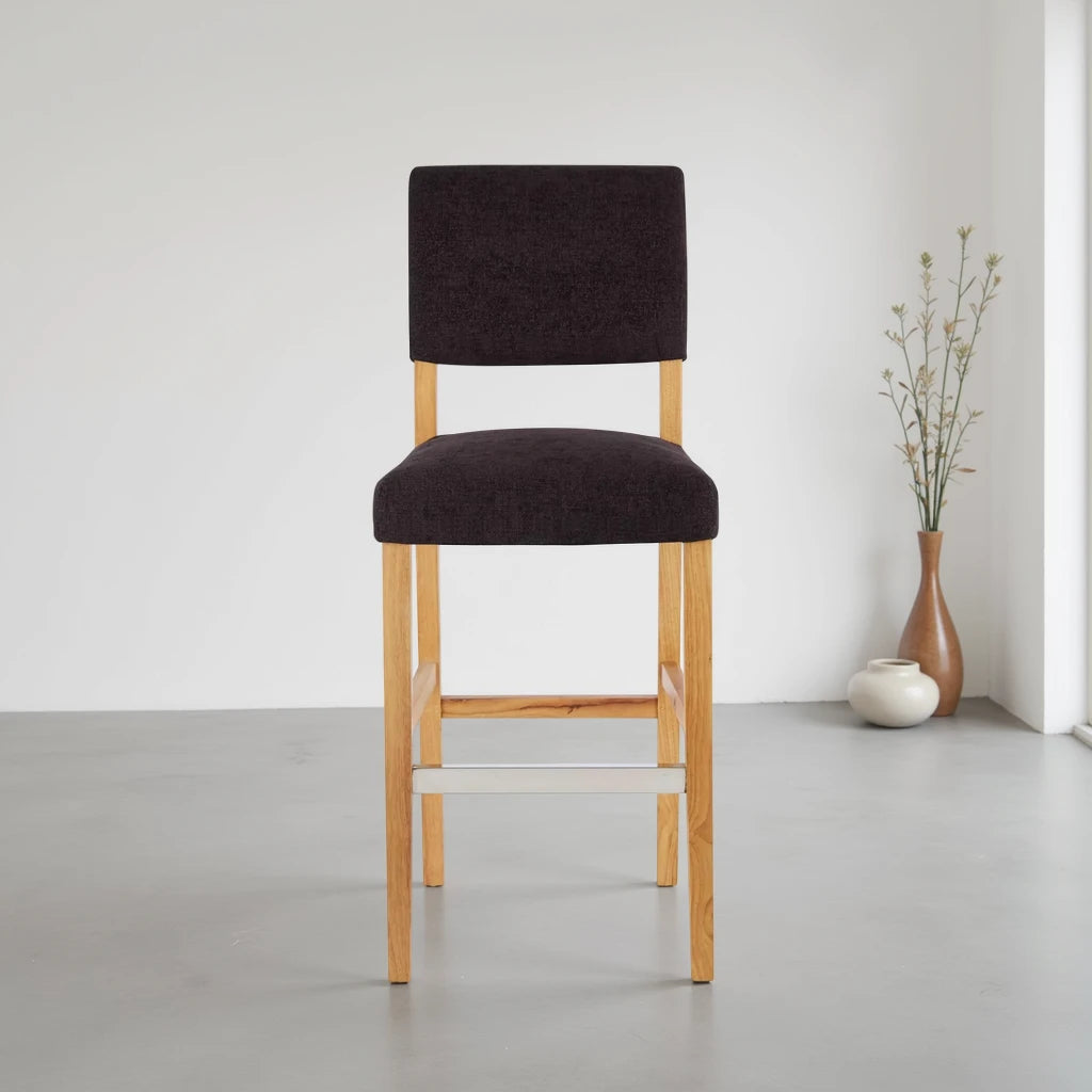 Bromley Aubergine Solid Oak Bar Stool Pair CLEARANCE – Divan Base Direct