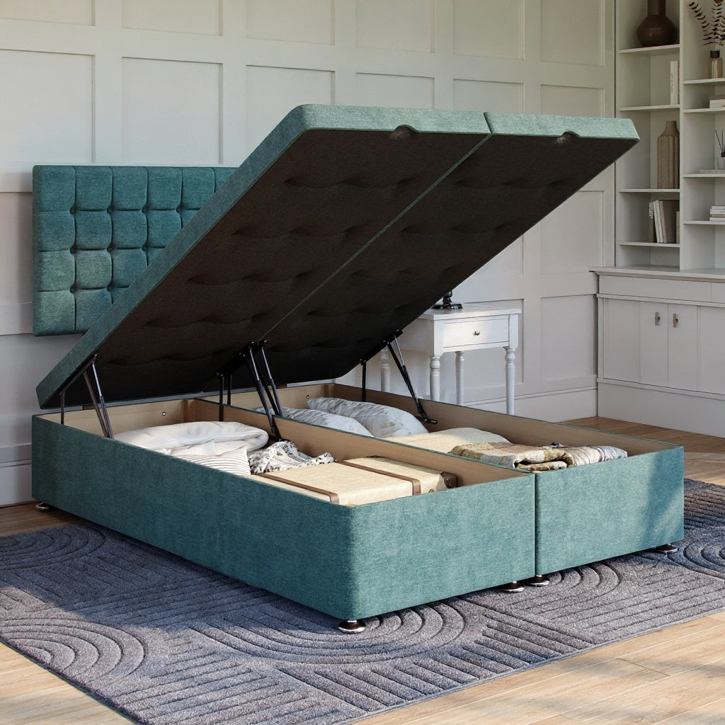 County Ottoman Bed Set with Strutted Headboard – Divan Base Direct