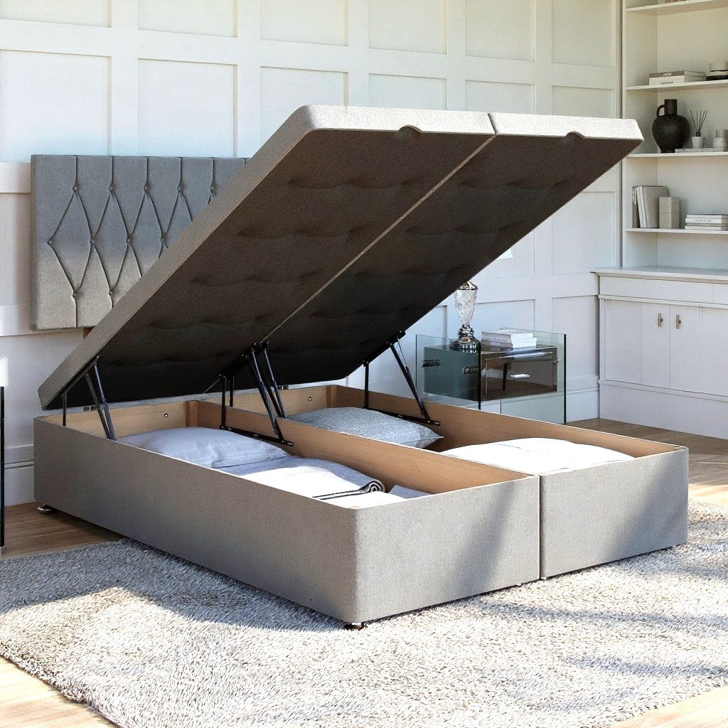 Matera Ottoman Bed Set with Strutted Headboard – Divan Base Direct
