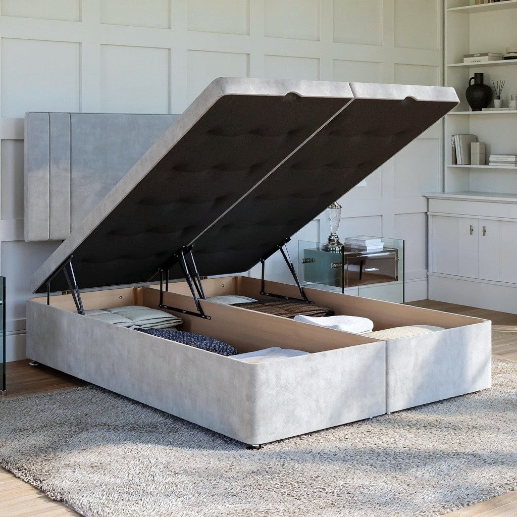 Verona Ottoman Bed Set with Strutted Headboard – Divan Base Direct