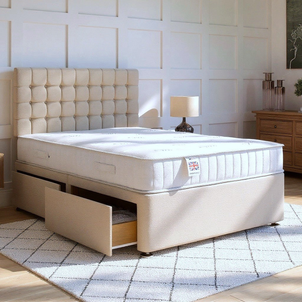 County Divan Bed Set with Strutted Headboard – Divan Base Direct