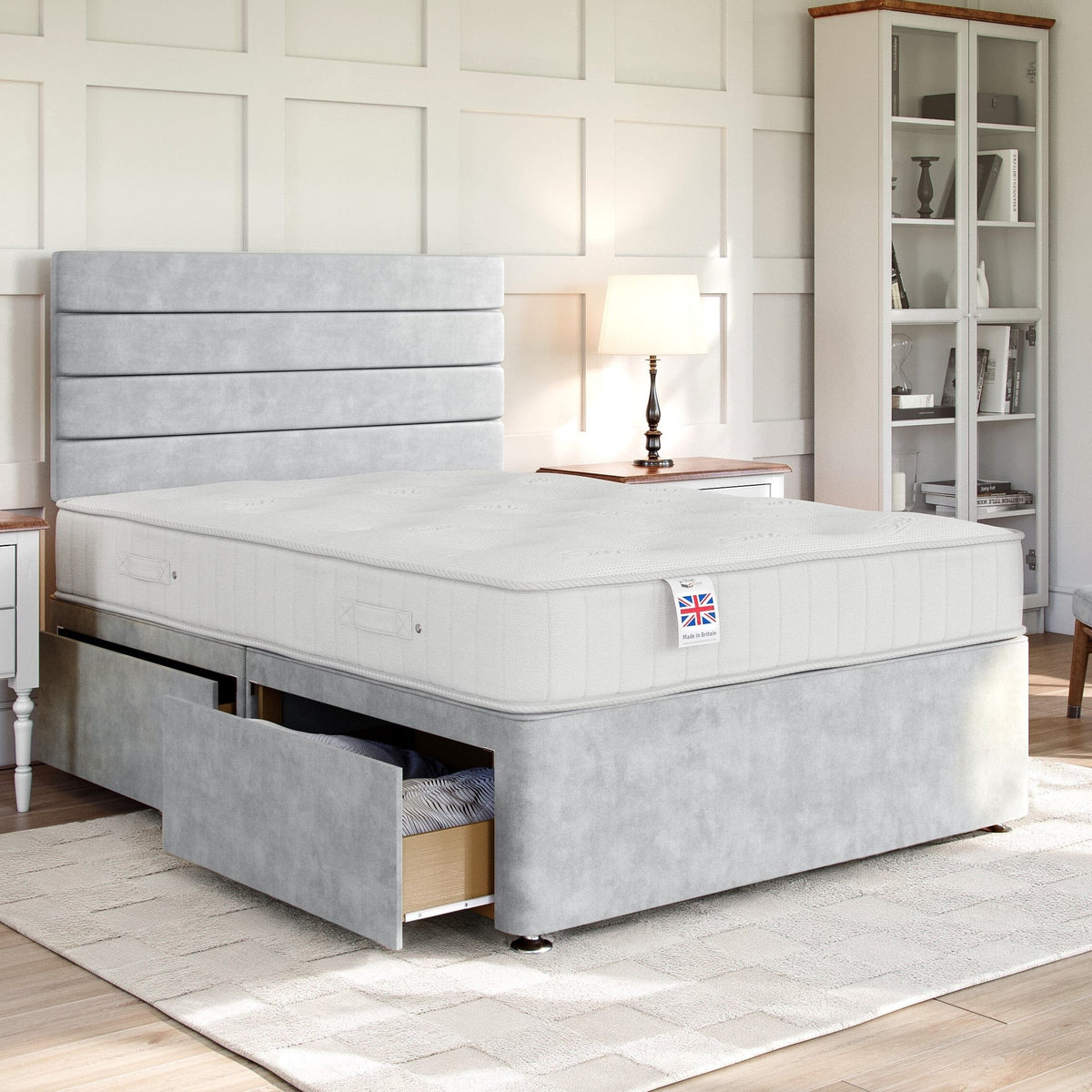 Light Grey Platform Top Divan Bed Base – Divan Base Direct