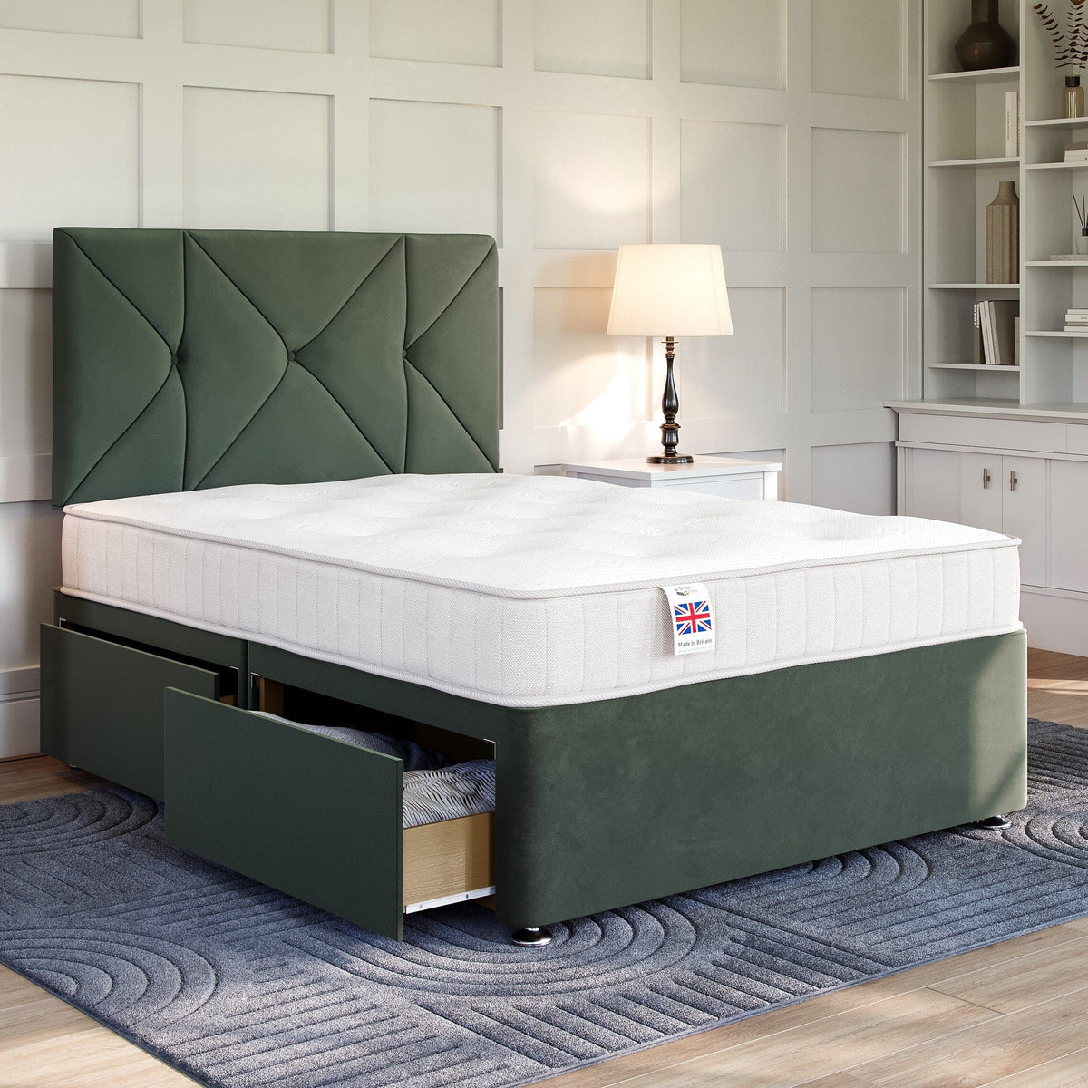 Emerald Green Platform Top Divan Bed Base – Divan Base Direct